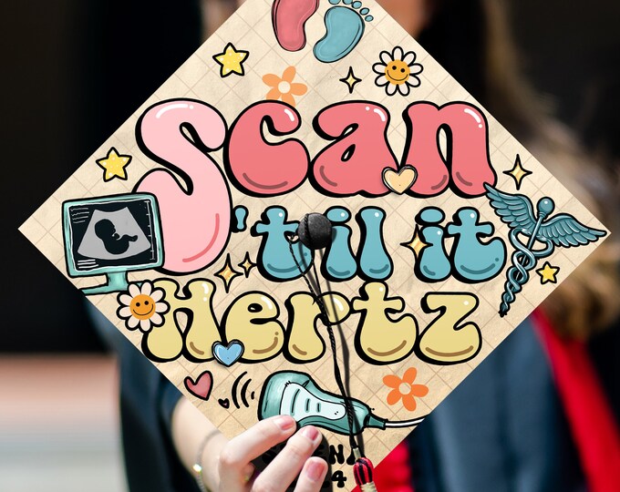 Sonographer Grad Cap Design | CARDSTOCK Printed Cap Topper | Ultrasound ...