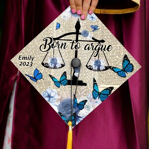 Personalized Born to Argue Printed Graduation Cap Topper, Custom Law ...