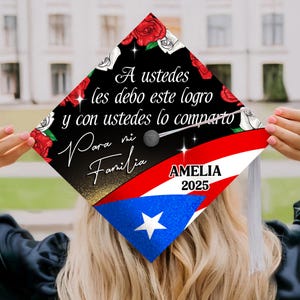 Personalized Puerto Rico Grad Cap Topper Para Mi Familia, Custom Flag ...