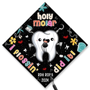 Funny Dental Hygiene Graduation Cap, Personalized RDH Grad Cap Topper ...