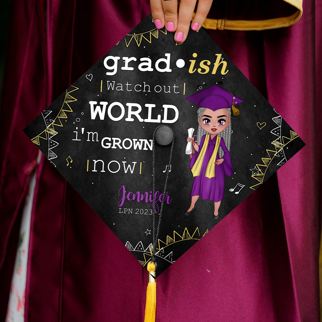 Personalized Black Girl Grad Cap Topper, Custom Graduation Cap Topper ...
