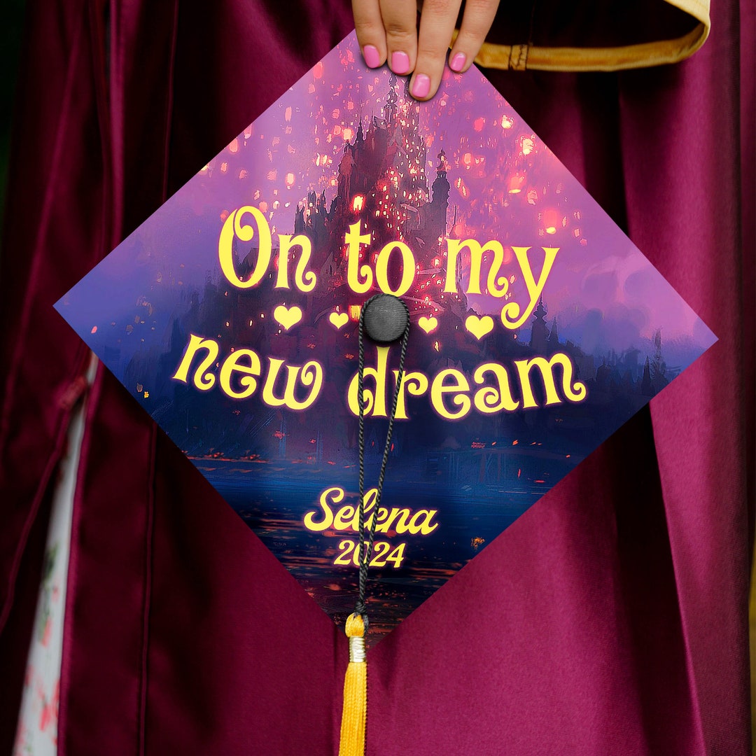 Personalized on to My New Dream Printed Grad Cap Topper, Personalized ...
