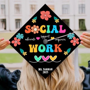 Custom Graduation Cap Topper, Personalized Social Work Grad Cap Topper ...
