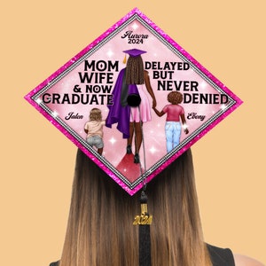 Mom Wife and Now Graduate Grad Cap Topper, Personalized Mom and Child ...