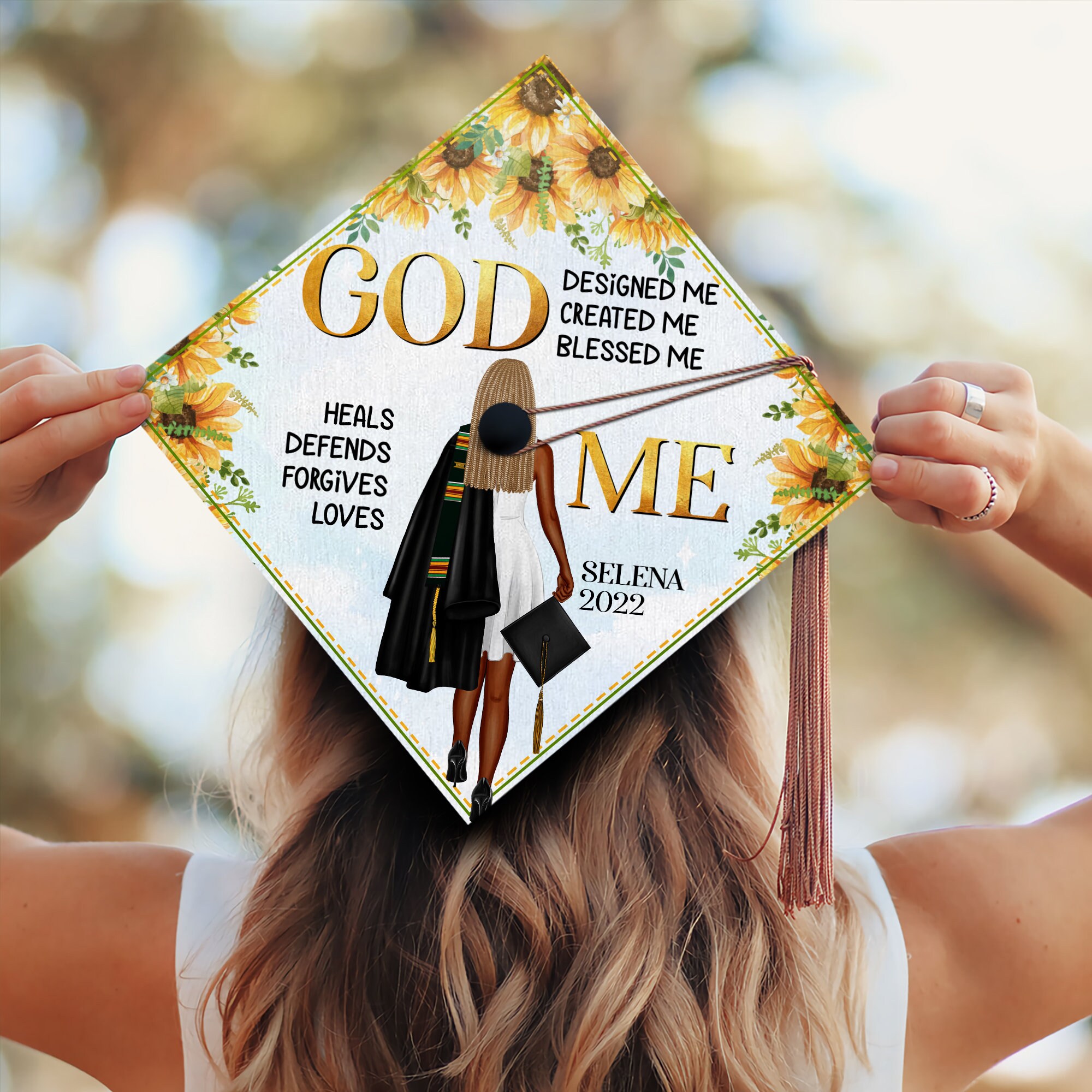 God Designed Created Blesses Me Black Queen Grad Cap Topper - Etsy