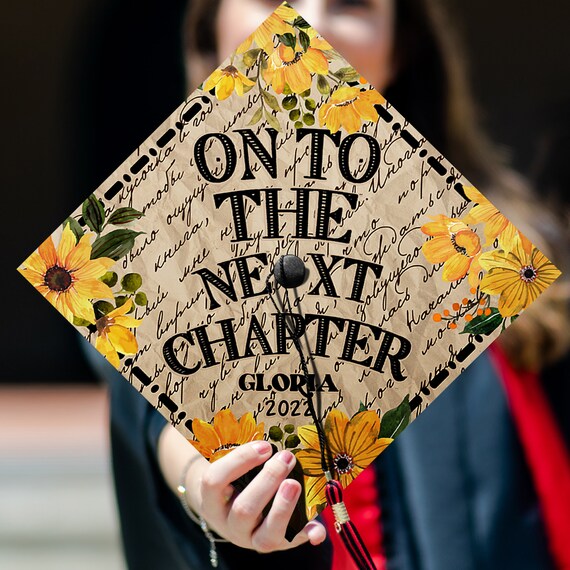 Personalized on to the Next Chapter Printed Grad Cap Topper | Etsy