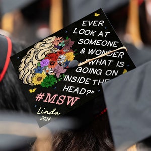 Custom MSW Social Work Graduation Cap, Personalized Grad Cap Topper for ...