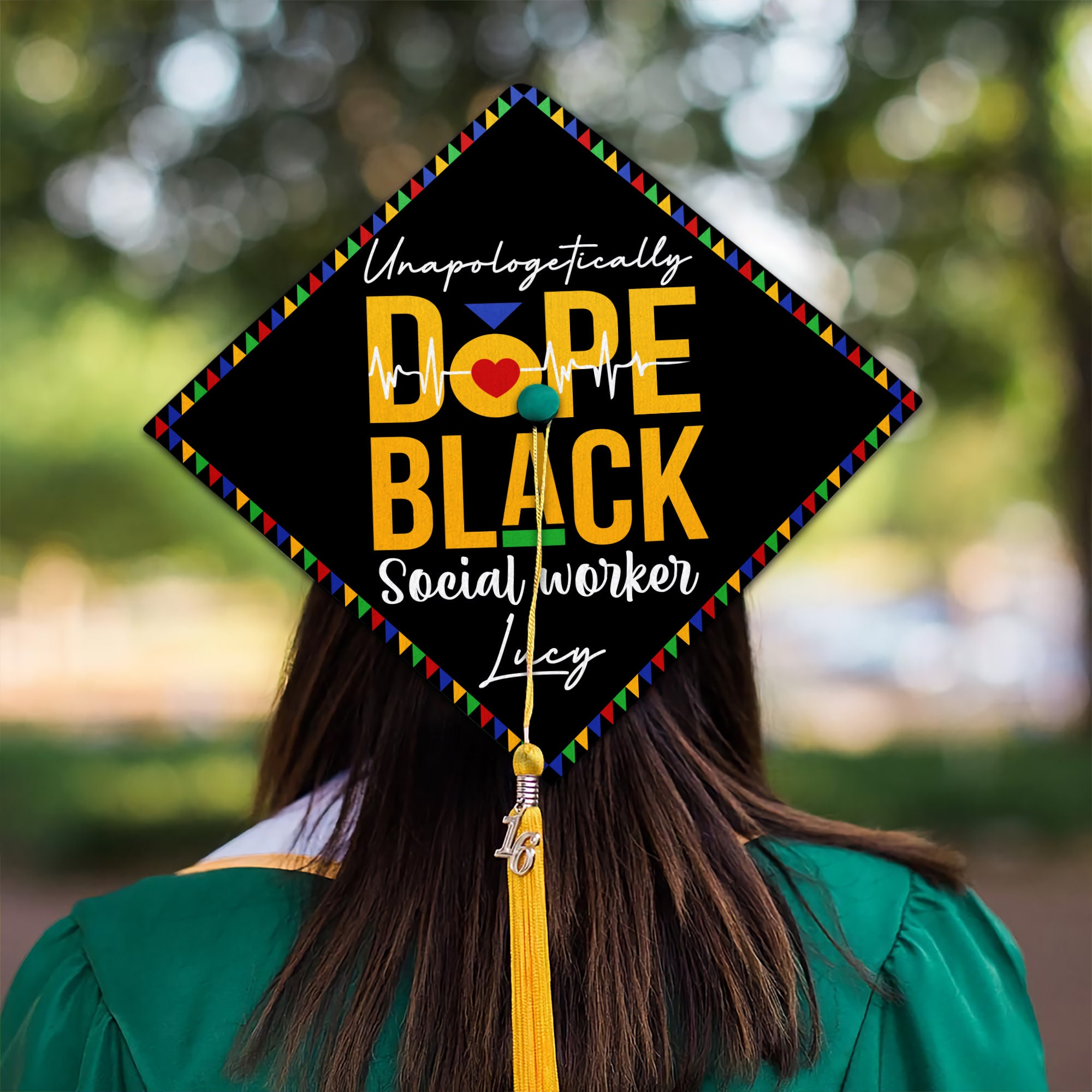 Dope Black Social Worker Graduation Cap Topper, Black Queen Grad Cap ...
