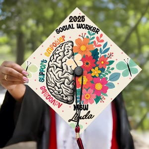 Custom Social Worker Grad Cap Topper, Personalized Social Work Cap ...