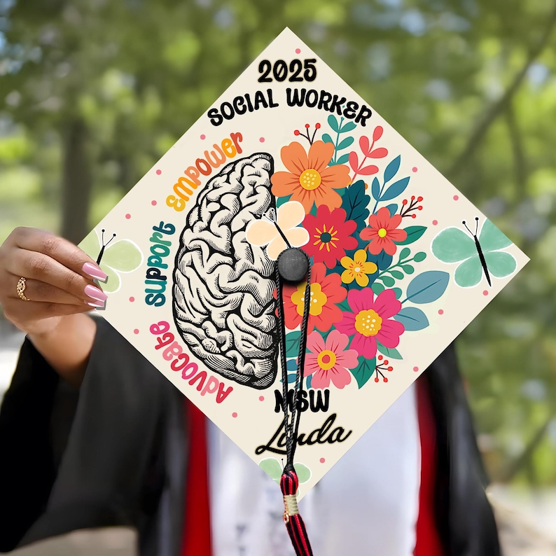 Custom Social Worker Grad Cap Topper, Personalized Social Work Cap ...