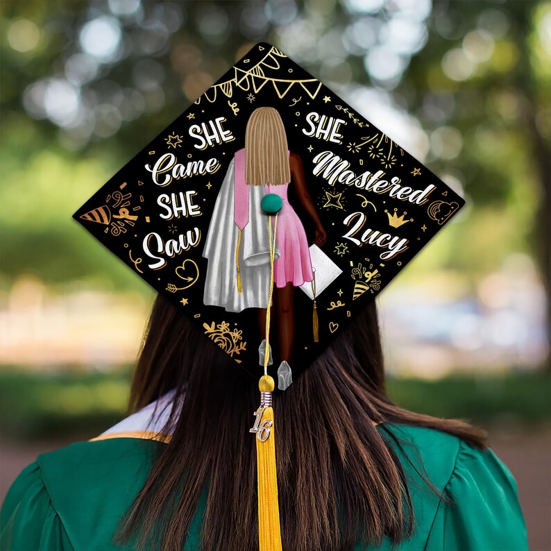She Came She Saw She Mastered Grad Cap Topper Black Queen - Etsy