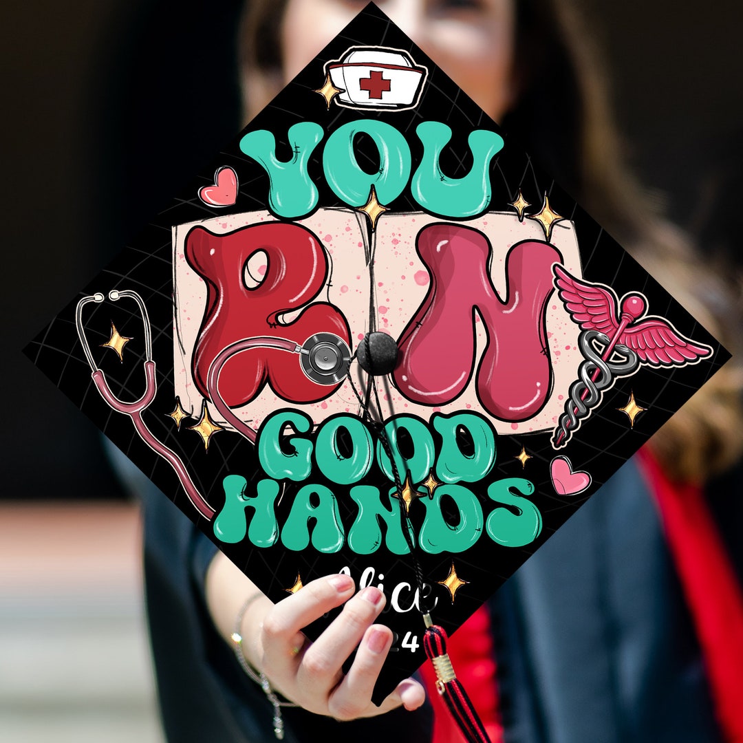 Personalized RN Nurse Graduation Cap, Registered Nurse Grad Cap Topper ...