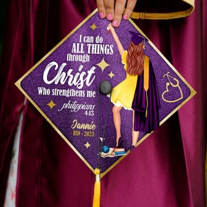 Personalized Christian Graduation Cap Topper, I Can Do All Things ...