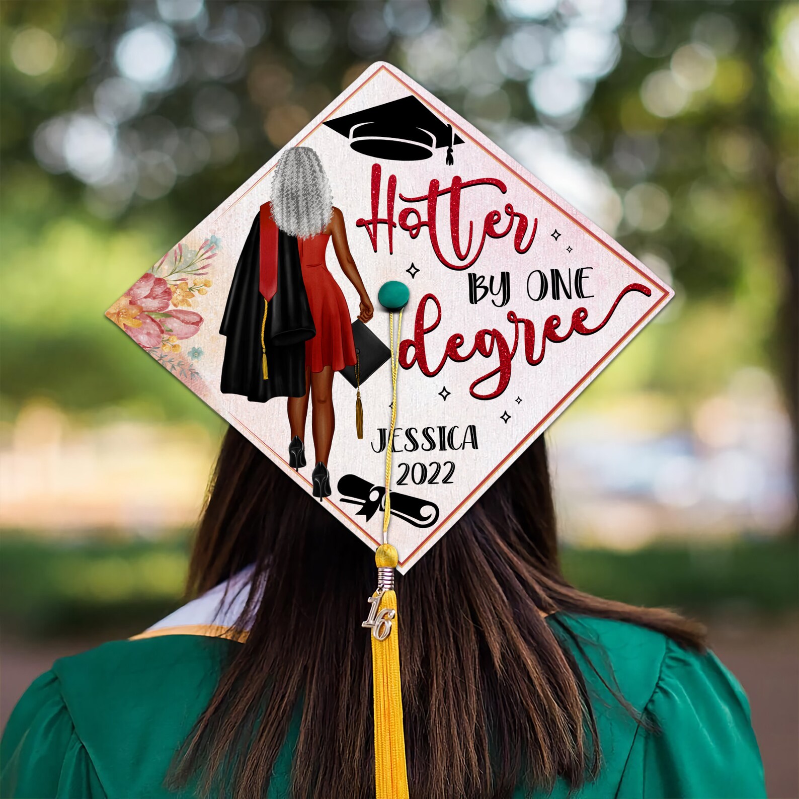 Hotter by One Degree Grad Cap Topper Black Queen Grad Cap - Etsy