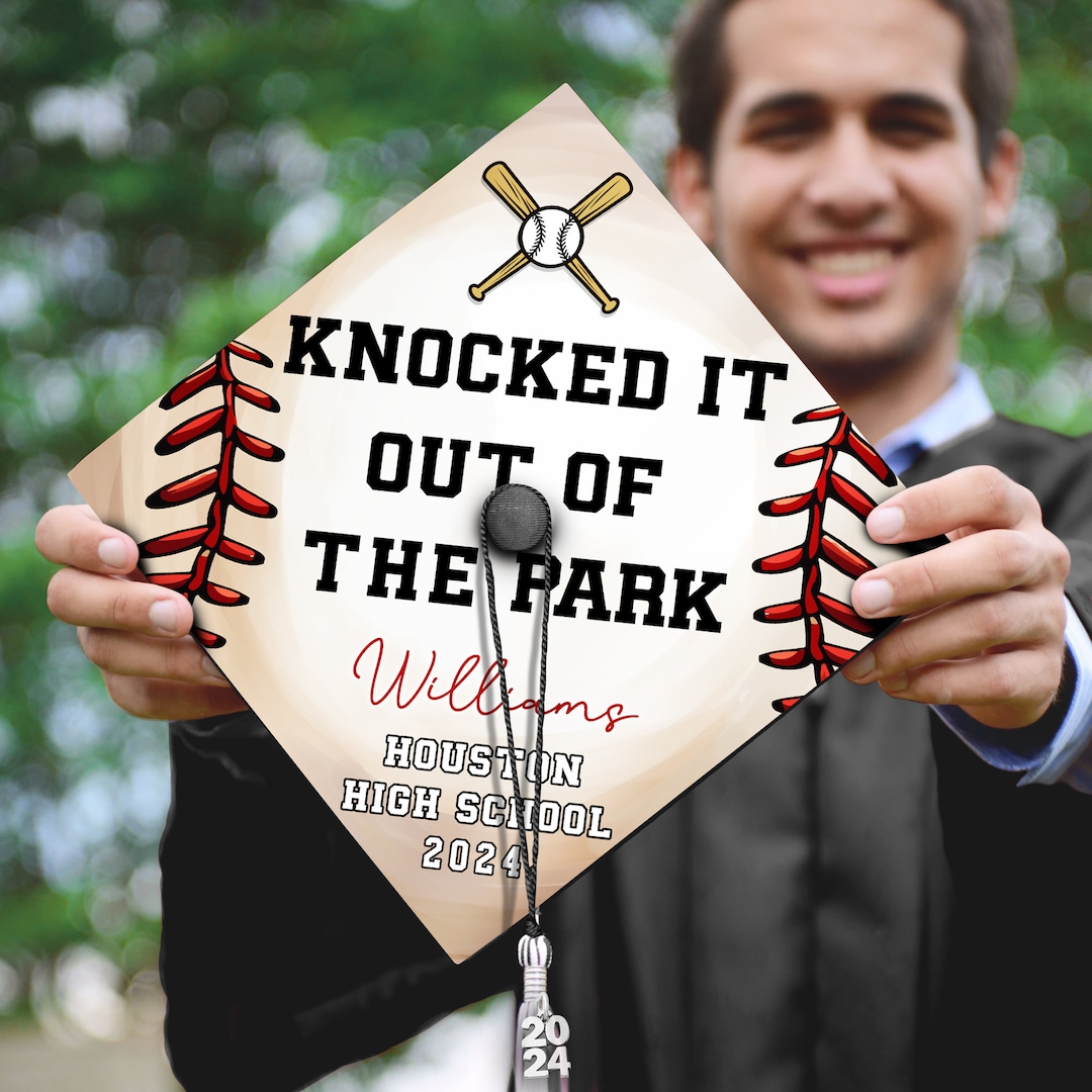 Knocked It Out of the Park Grad Cap, Custom High School Baseball Grad ...