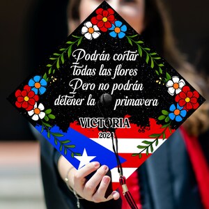 Personalized Puerto Rico Grad Cap Decoration, Custom Flag Latin ...