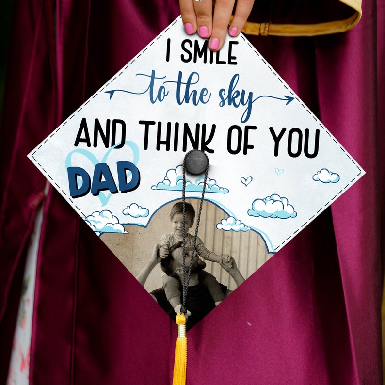 Personalized Memorial Printed Photo Grad Cap Topper, Lost Family Member ...