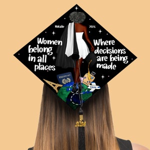 Personalized Graduation Cap Topper Black Girl, Custom Feminist Cap ...