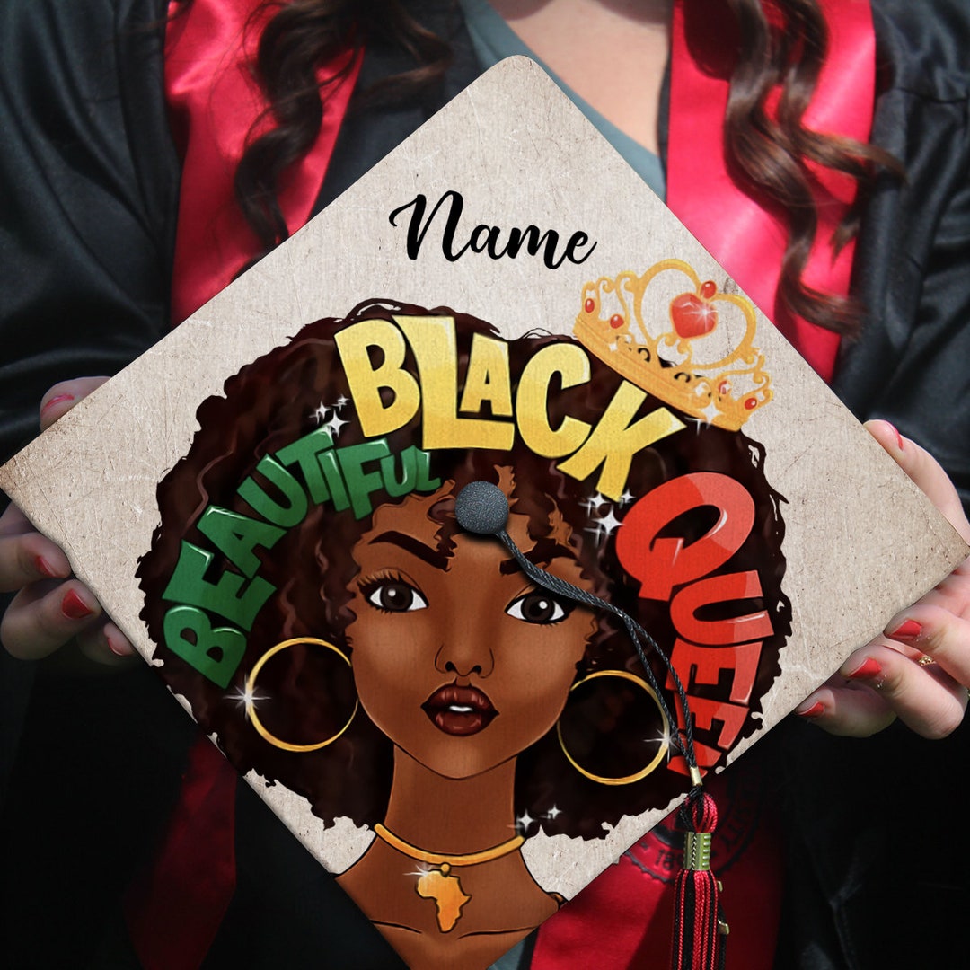 Personalized Beautiful Black Queen Graduation Cap Topper, Black Queen ...