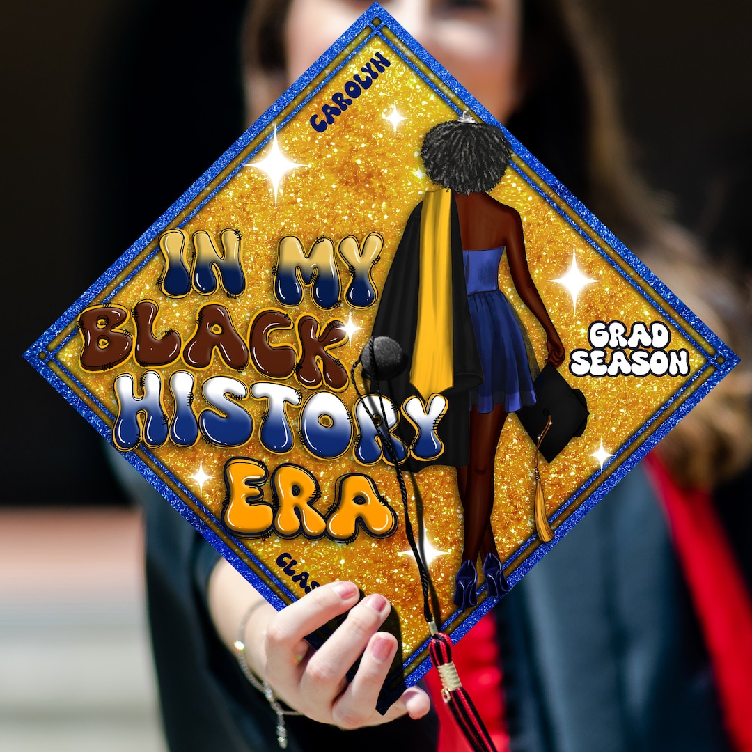 Personalized Black Queen Grad Cap Topper, in My Black History Era ...