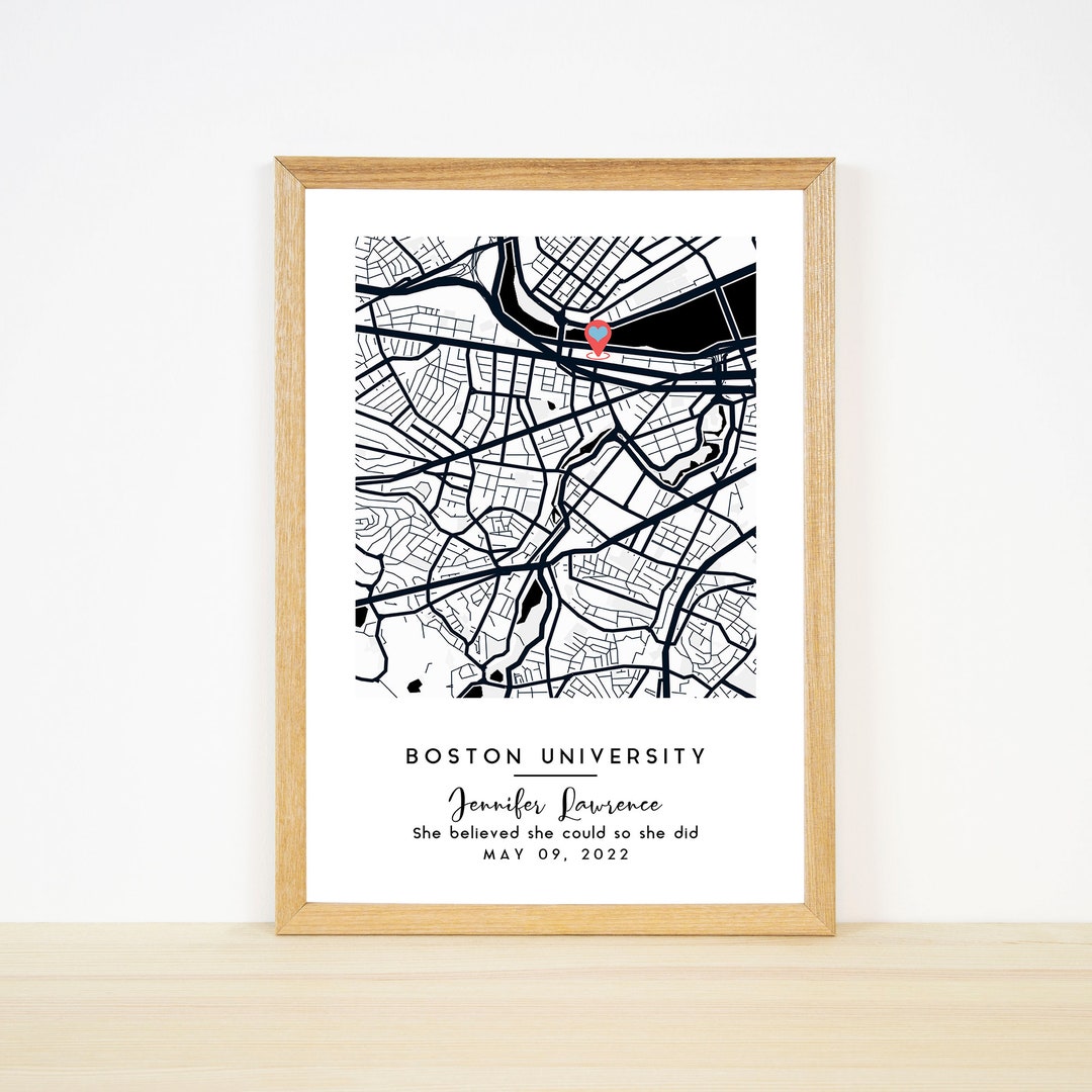 Custom College University Campus Map Poster, Graduation Gift for Class ...