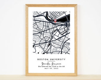 Custom University Map Graduation Gift, Personalized College Campus Map ...