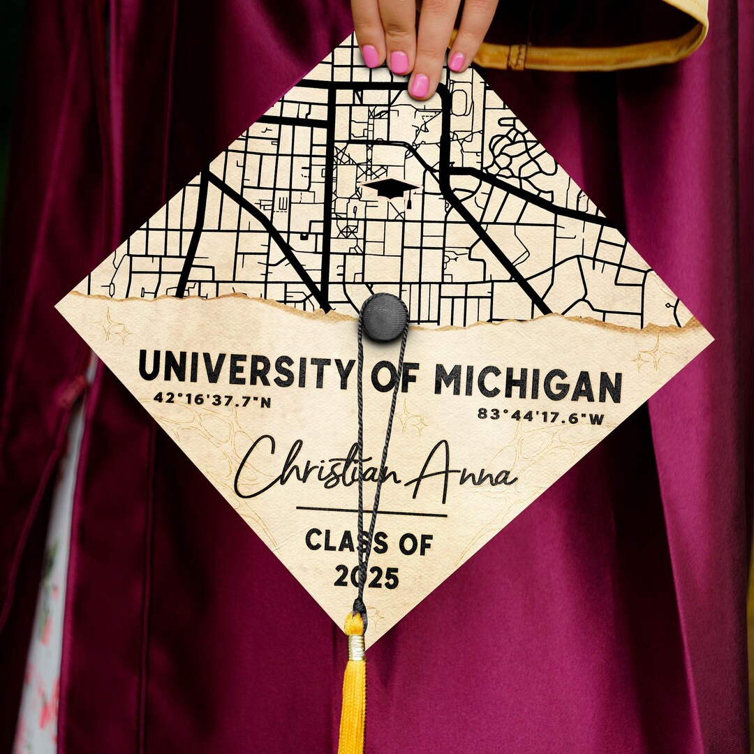 Personalized Campus Map Graduation Cap, Custom University Map Cap ...