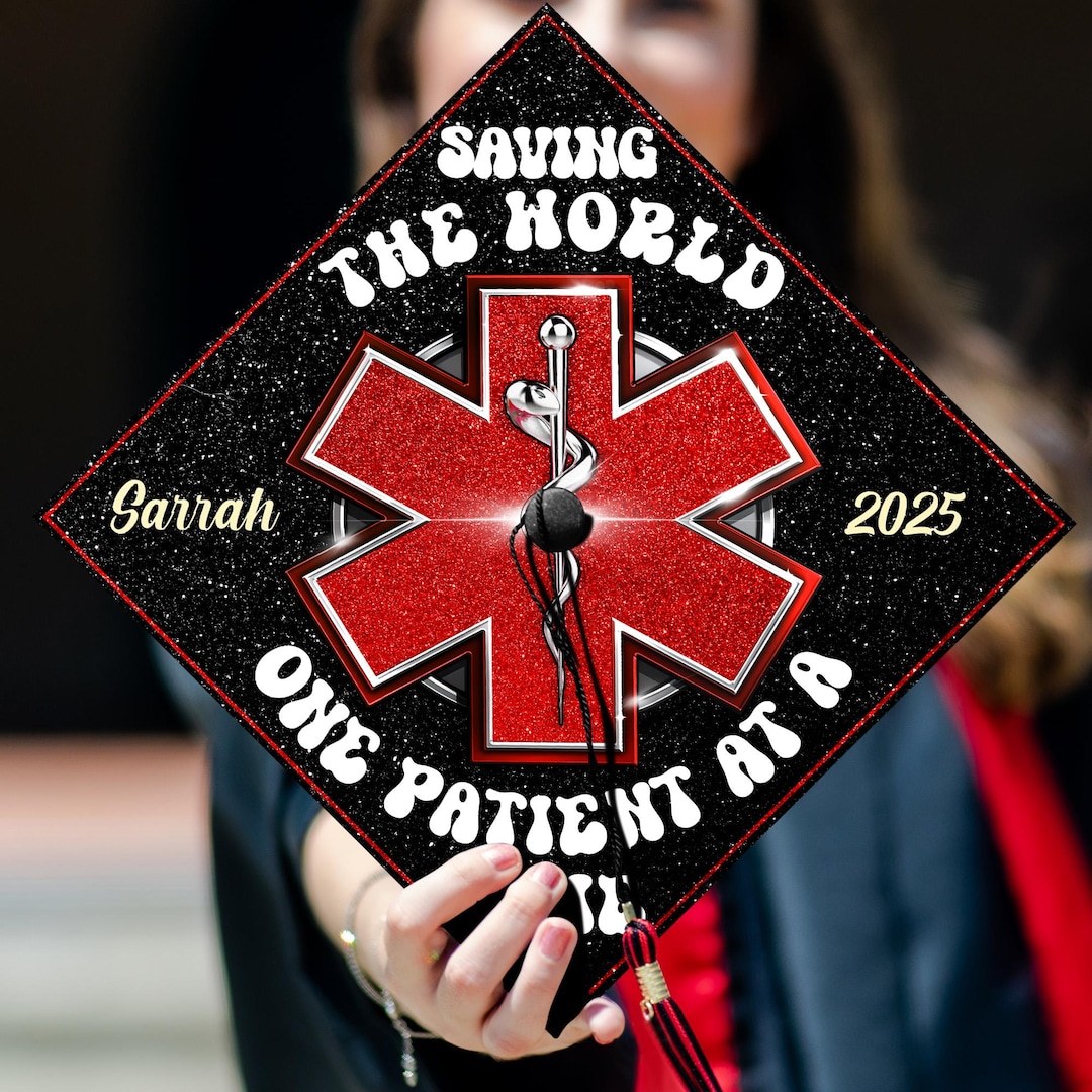 Personalized Emergency Nurse Graduation Cap, Custom ER Grad Cap Topper ...