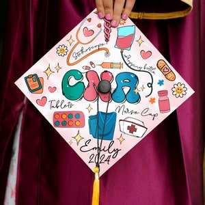 Personalized CNA Nurse Grad Cap Topper, Certified Nursing Assistant ...