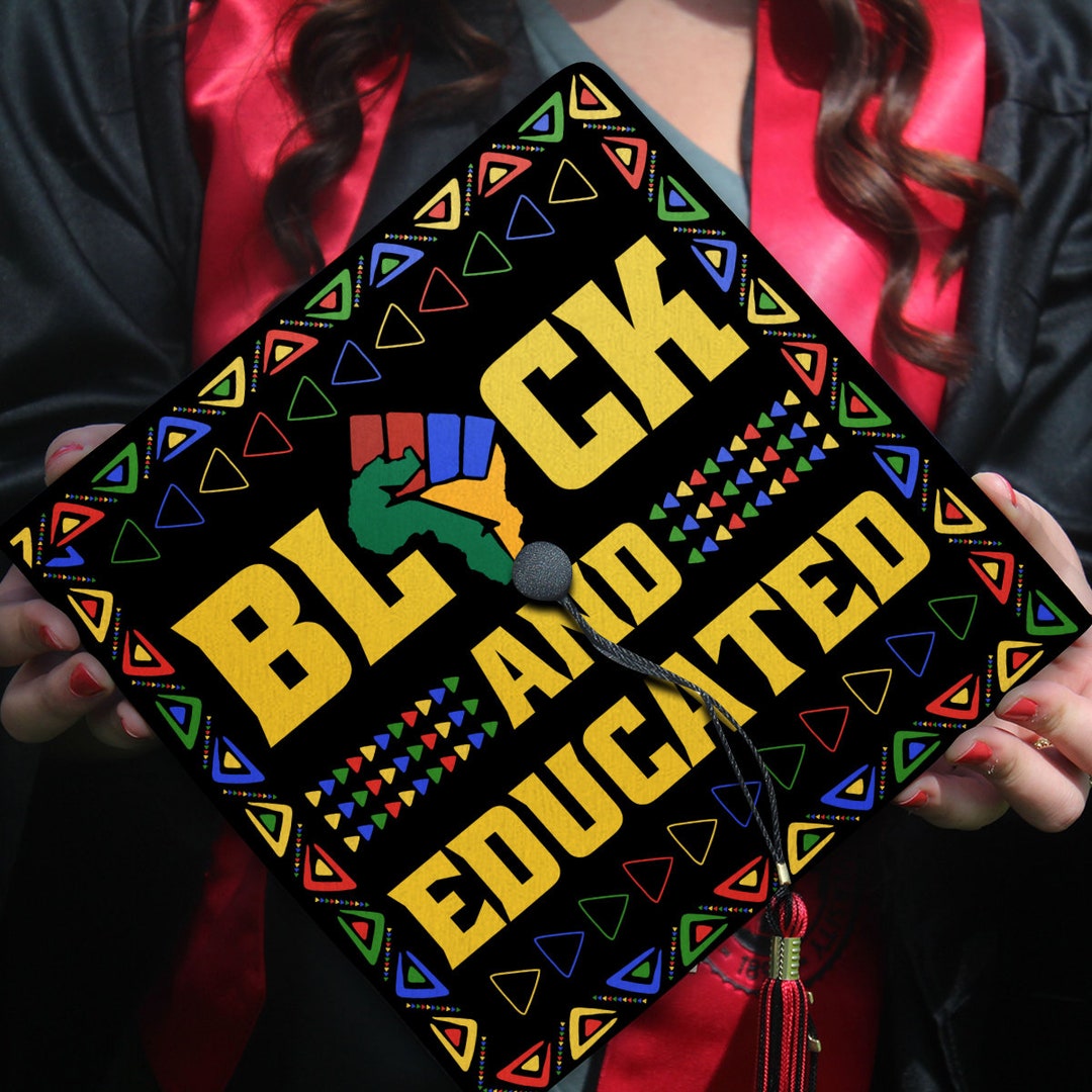 Black and Educated Graduation Cap Topper, African American Grad Cap ...