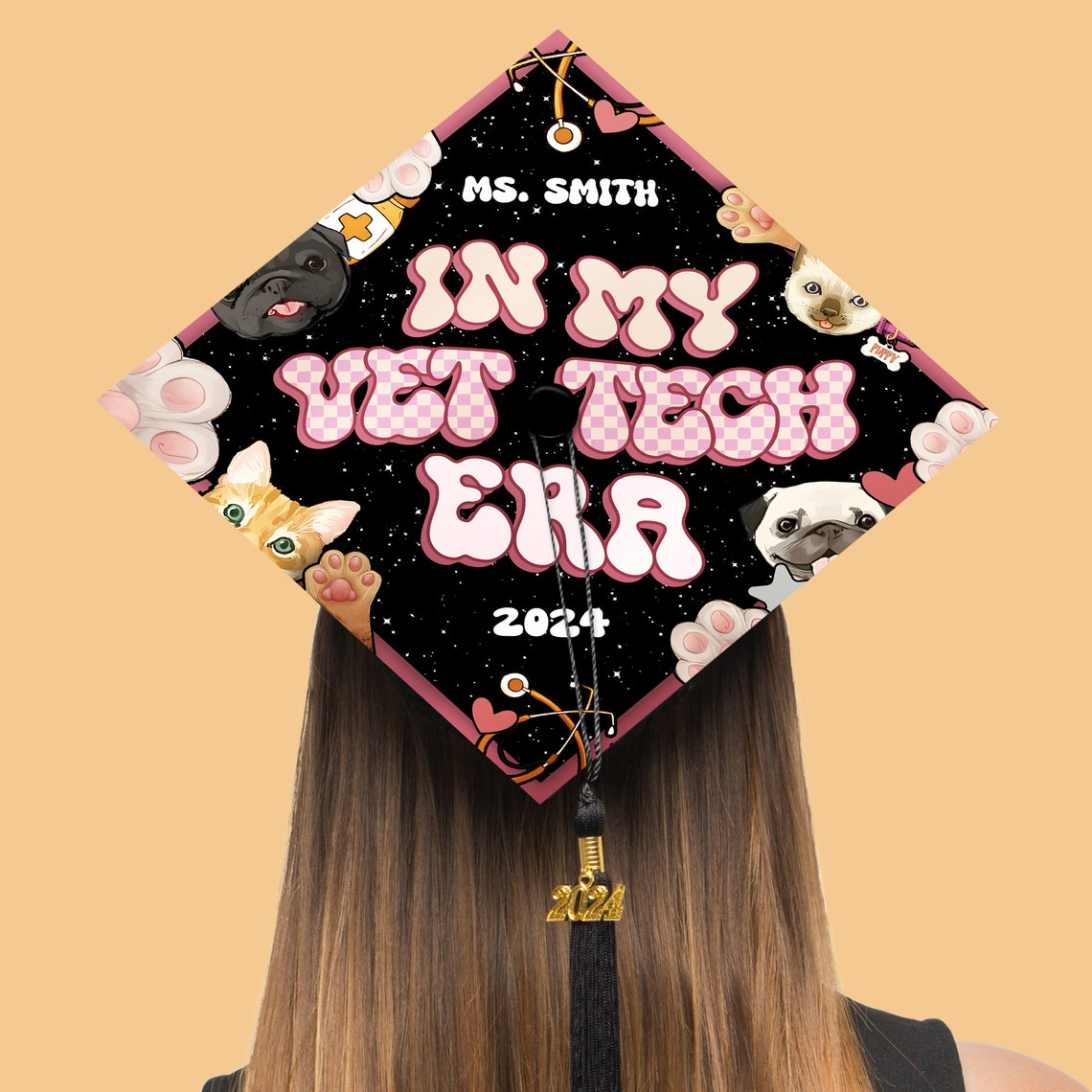 Personalized in My Vet Tech Era Printed Graduation Cap Topper ...