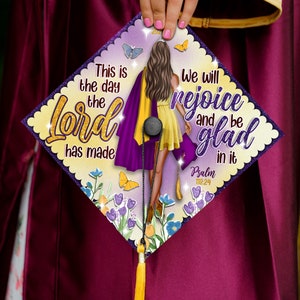 Personalized God Bible Verse Graduation Cap Topper, Religious Grad Cap ...