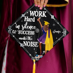Personalized Graduation Cap Topper Black Girl Magic, Work Hard in ...