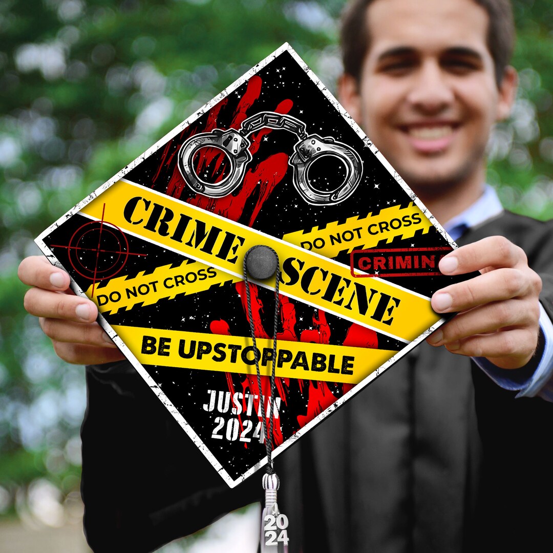 Personalized Crime Scene Grad Cap, Future Police Officer Graduation Cap ...