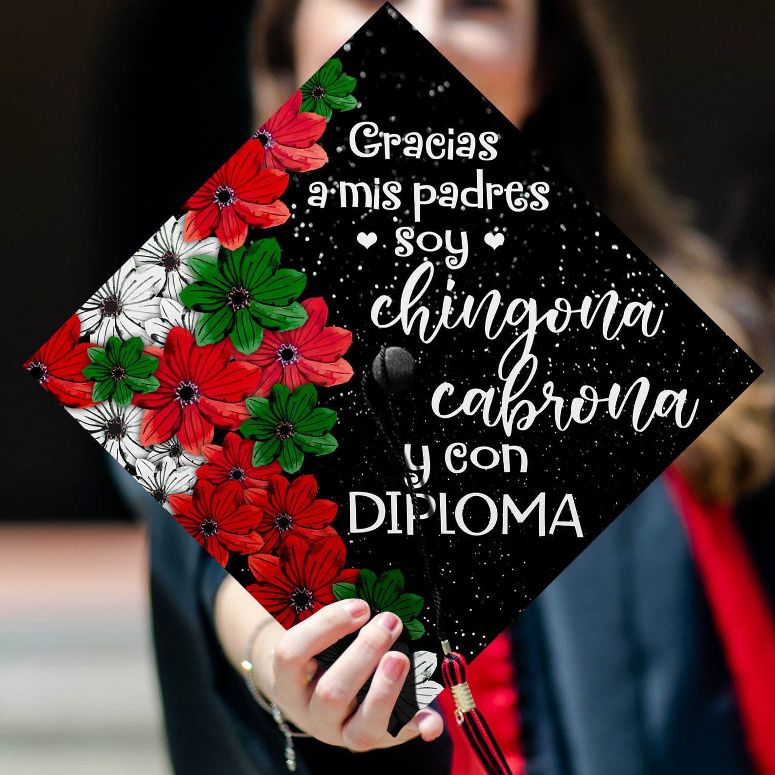 Chingona Cabrona Y Con Diploma Printed Grad Cap Topper - Etsy