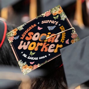 Social Worker Graduation Cap Topper, Advocate Support Empower Printed ...
