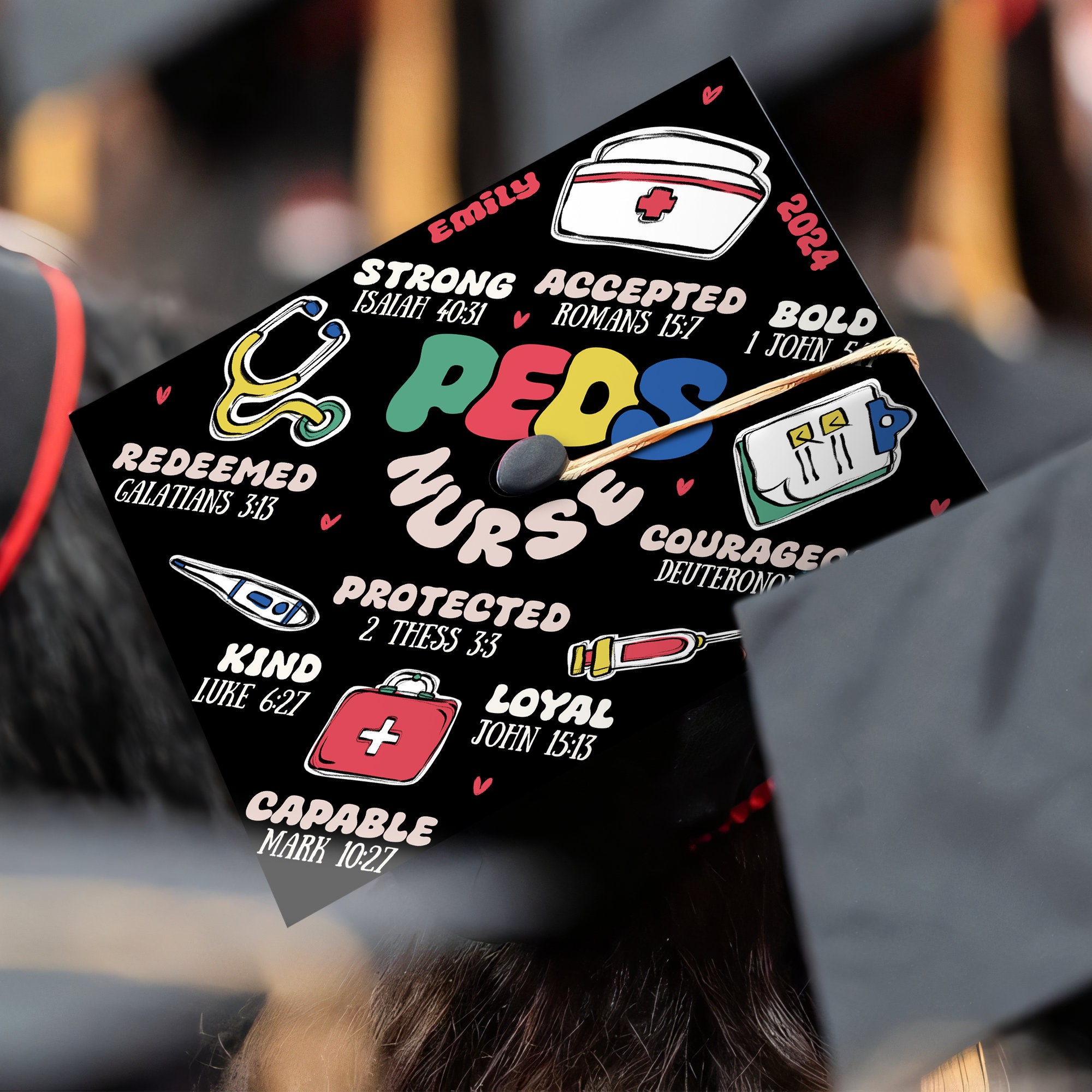 Personalized Pediatric Nurse Graduation Cap, Customized Ped Nurse Grad ...