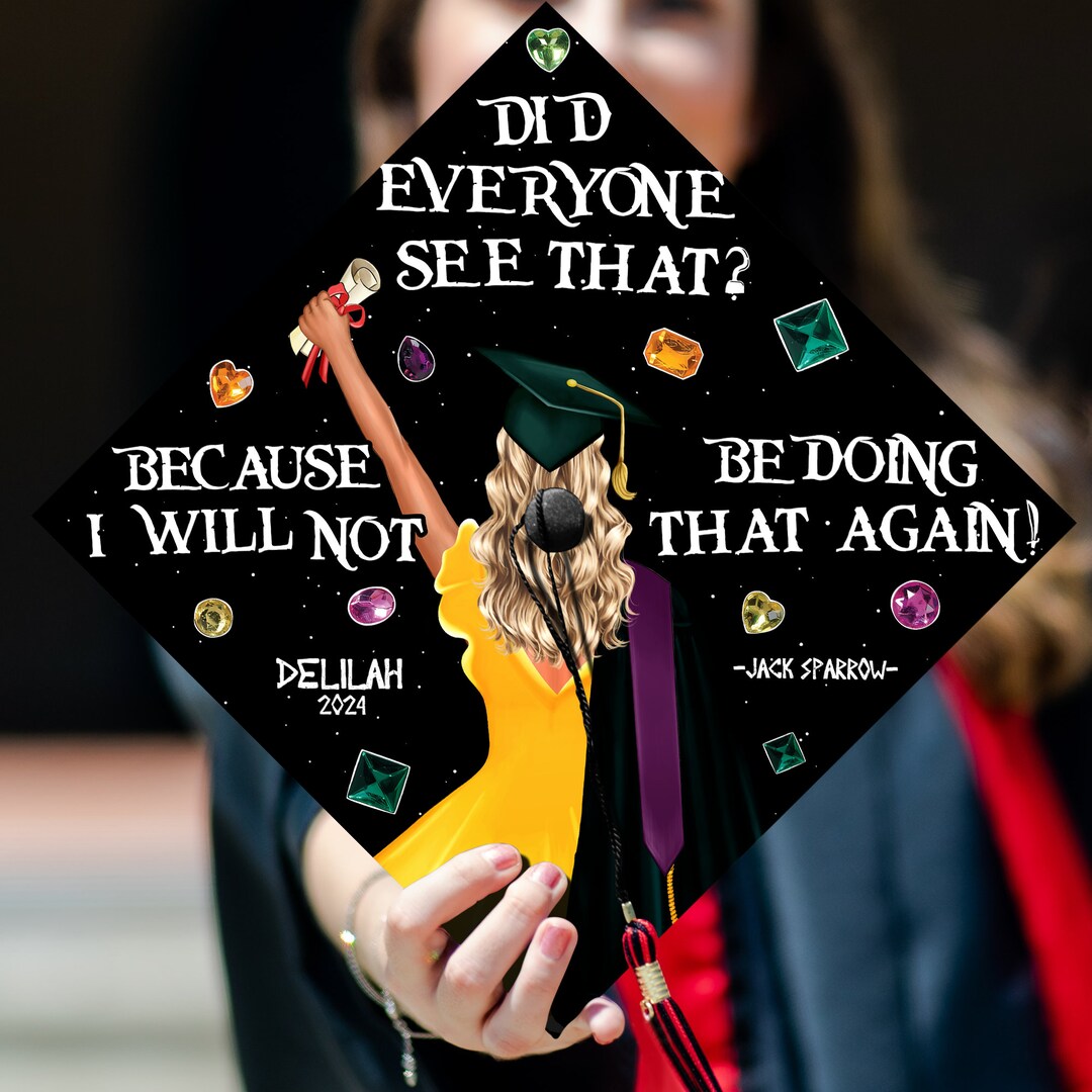 Jack Sparrow Funny Grad Cap Topper, Custom Black Queen Graduation Cap ...