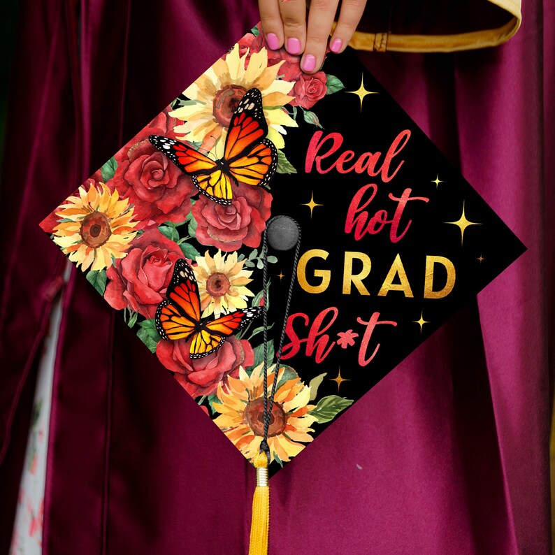 Real Hot Grad Sht Printed Grad Cap Topper Funny Grad Cap - Etsy