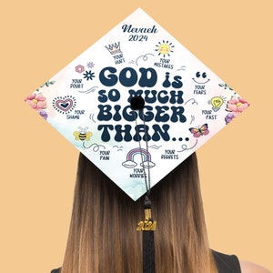 Custom God is Bigger Grad Cap Topper, Personalized Bible Affirmations ...