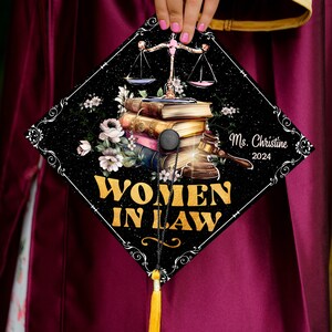 Personalized Law School Graduation Cap Topper, Women in Law Printed ...