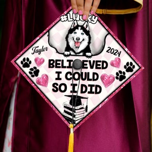 Personalized Graduation Cap Topper for Dog Lover, Custom Pet Name ...