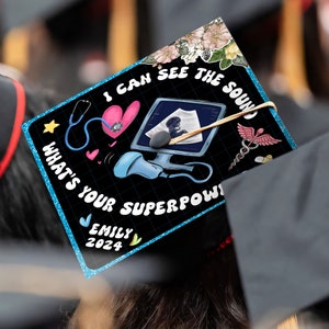 Personalized Sonography Graduation Cap, Customize Sonographer Grad Cap ...