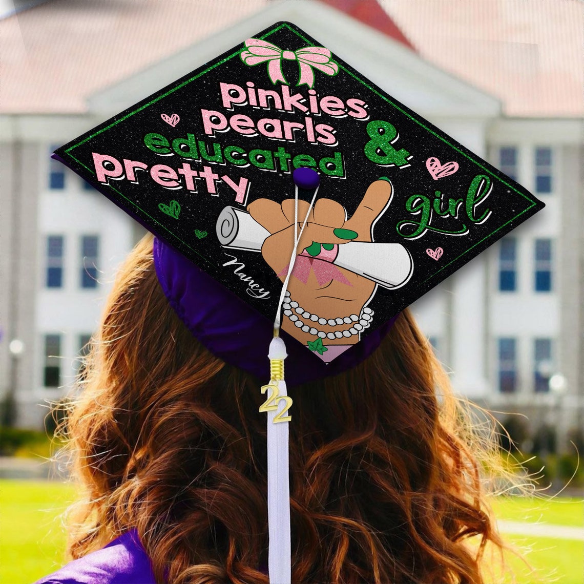 Pinkie Pearl and Educated Pretty Girls Grad Cap Topper AKA | Etsy