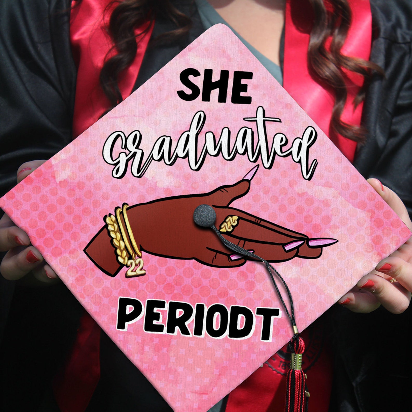 She Graduated Periodt Graduation Cap Topper Black Queen Grad - Etsy