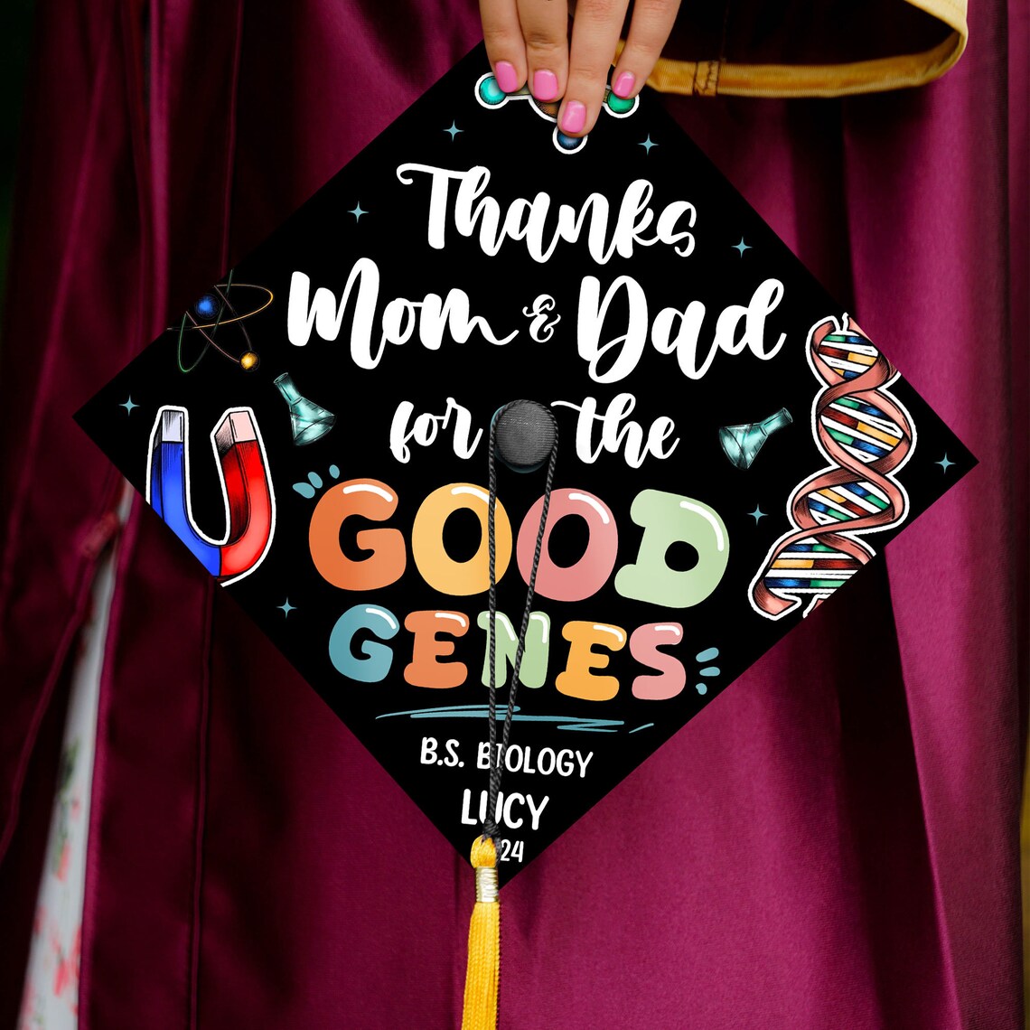 Personalized Biology Graduation Cap Topper, Custom Biology Major Grad ...