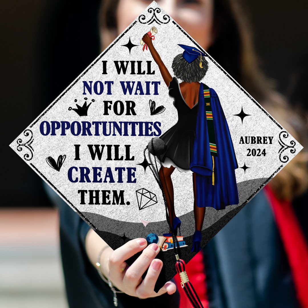 Personalized Graduation Cap Topper Black Girl, Custom Black Queen Cap ...