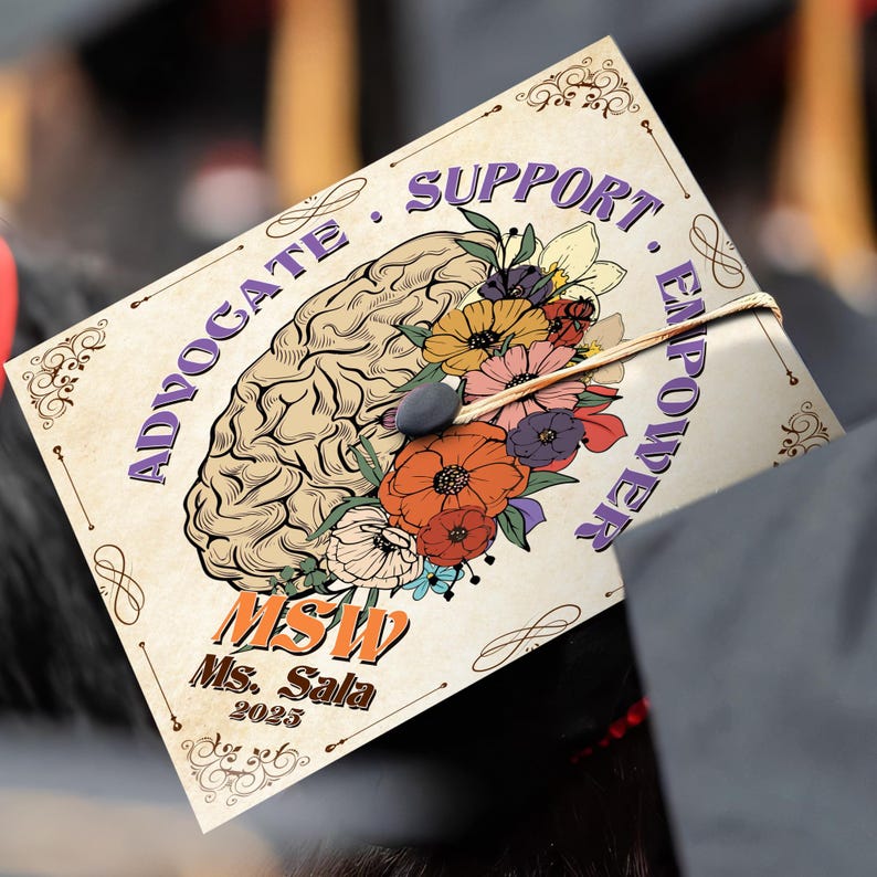 Master Social Worker Graduation Cap Topper, Customized Social Work Grad ...
