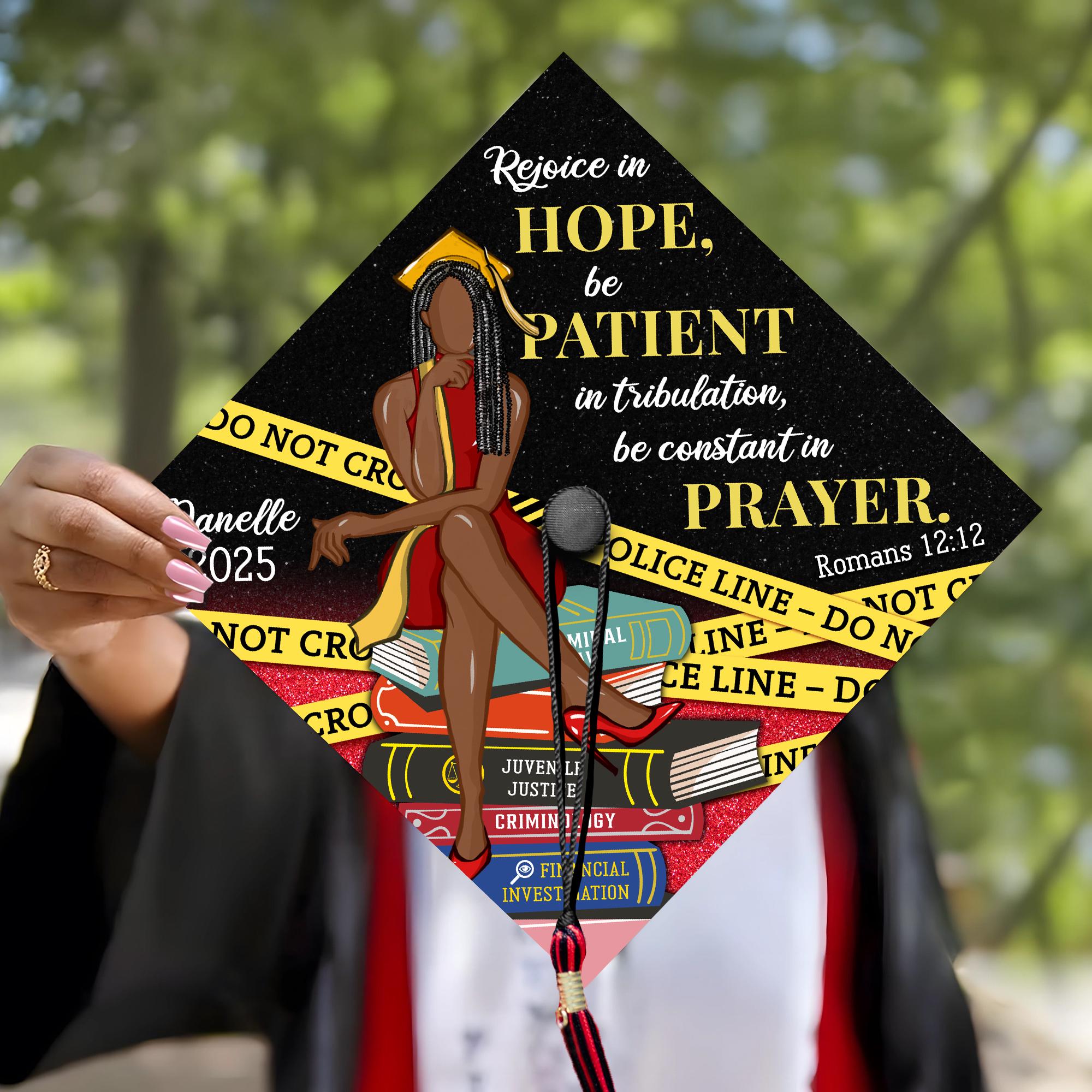 Custom Criminal Justice Graduation Cap, Black Queen Grad Cap Decoration ...