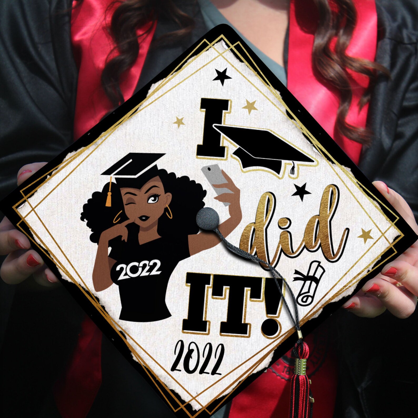 I Did IT Graduation Cap Topper Black Queen Grad Cap Topper - Etsy